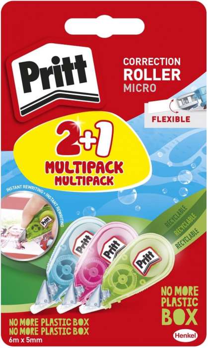 Korekční roller Pritt MicroRolly - 5mm x 6m, blistr 2+1 | OFFICEO.cz